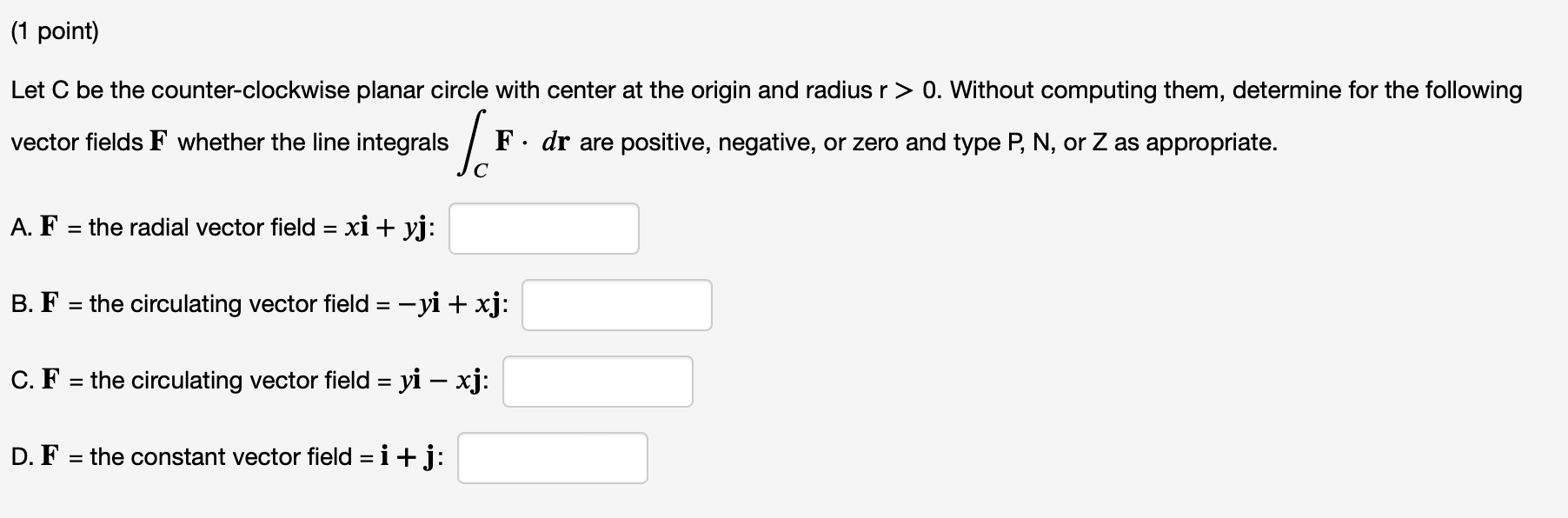 Solved (1 point) Let C be the counter-clockwise planar | Chegg.com