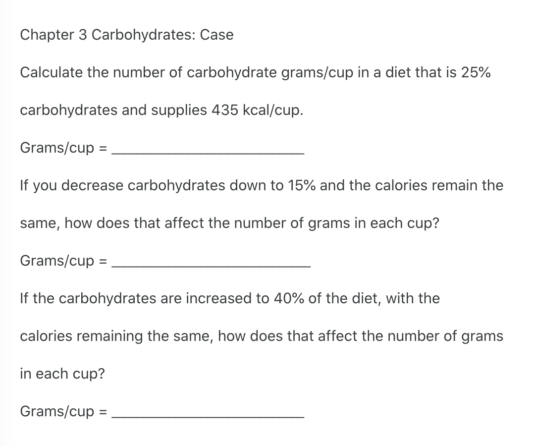 Solved Chapter 3 Carbohydrates: Case Calculate the number of | Chegg.com
