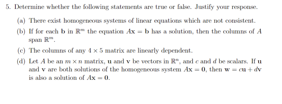 Solved 5. Determine whether the following statements are | Chegg.com