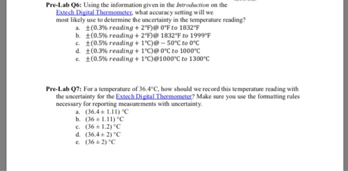 Pre-Lab Q6: Using the information given in the | Chegg.com