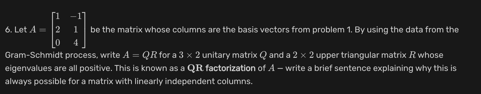 Let A=[1-12104] ﻿be the matrix whose columns are the | Chegg.com