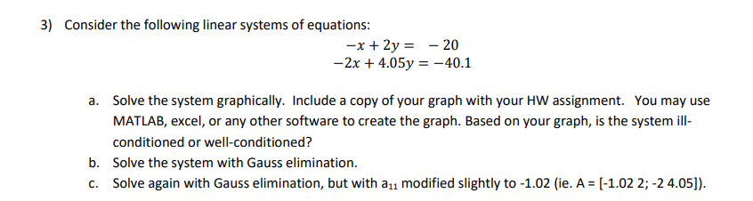 Solved 3) Consider the following linear systems of | Chegg.com