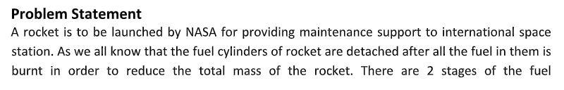 Solved Problem Statement A rocket is to be launched by NASA | Chegg.com