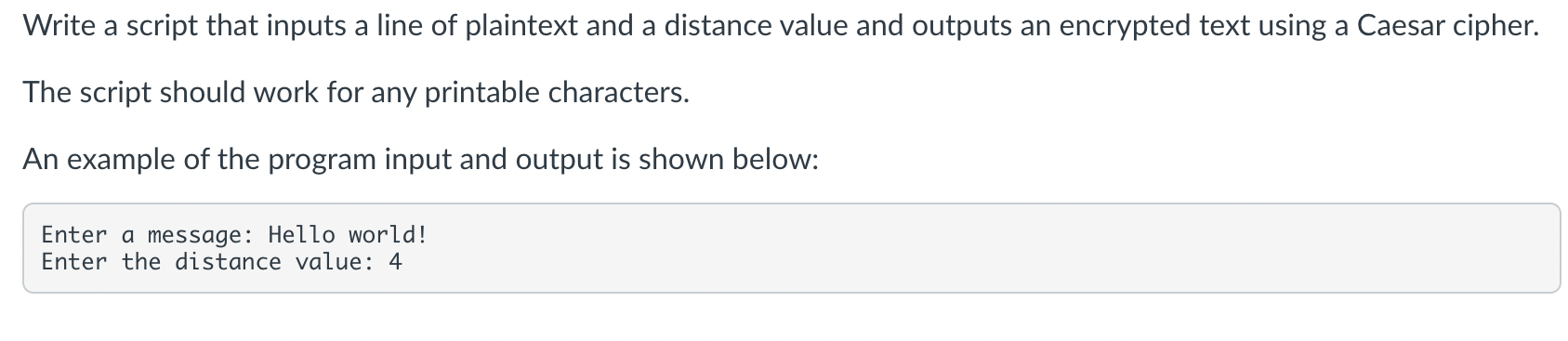Solved Write A Script That Inputs A Line Of Plaintext And A