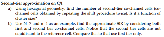 Solved Second-tier approximation on C/I a) Using hexagonal | Chegg.com