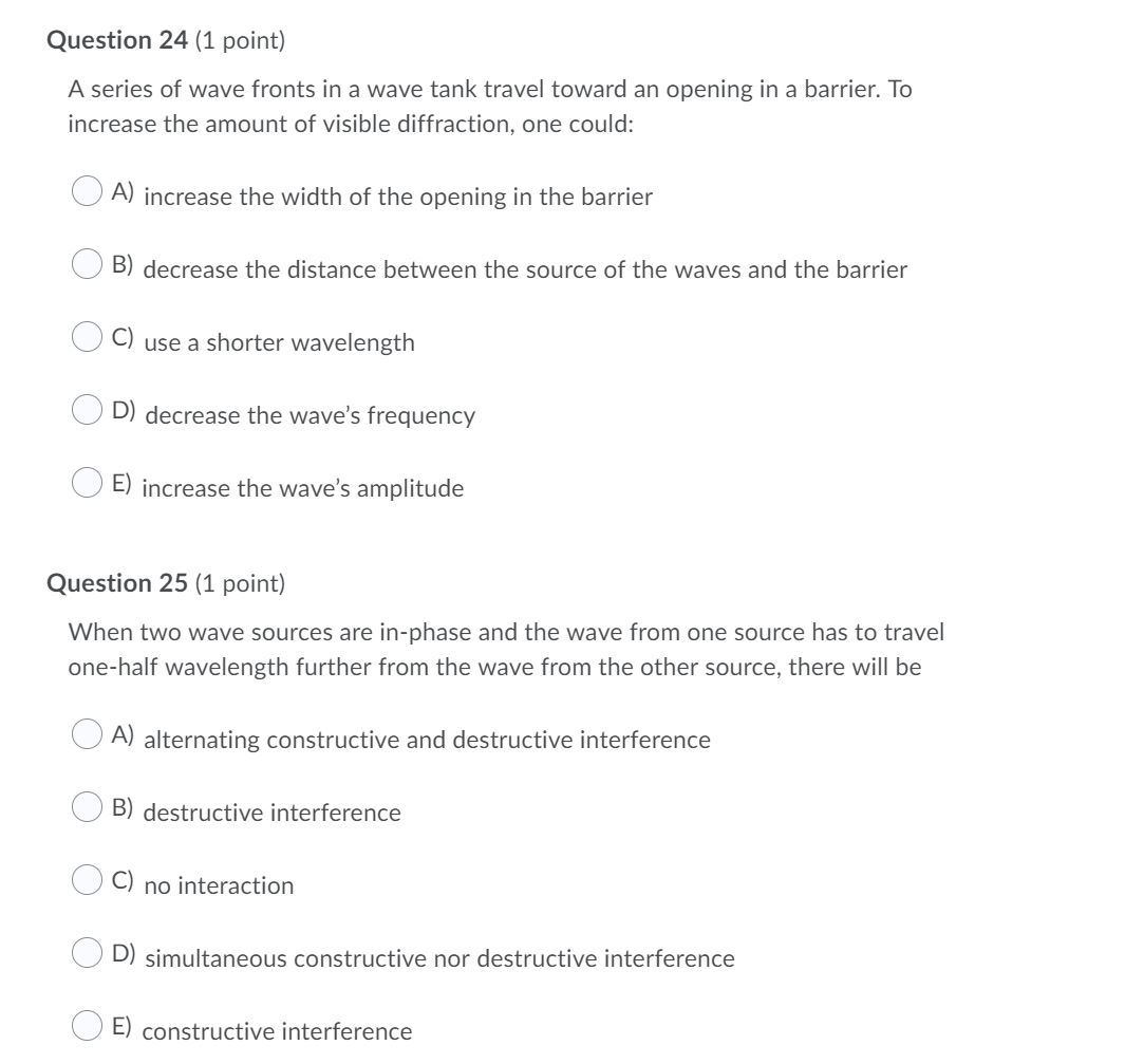Solved Question 24 (1 point) A series of wave fronts in a | Chegg.com
