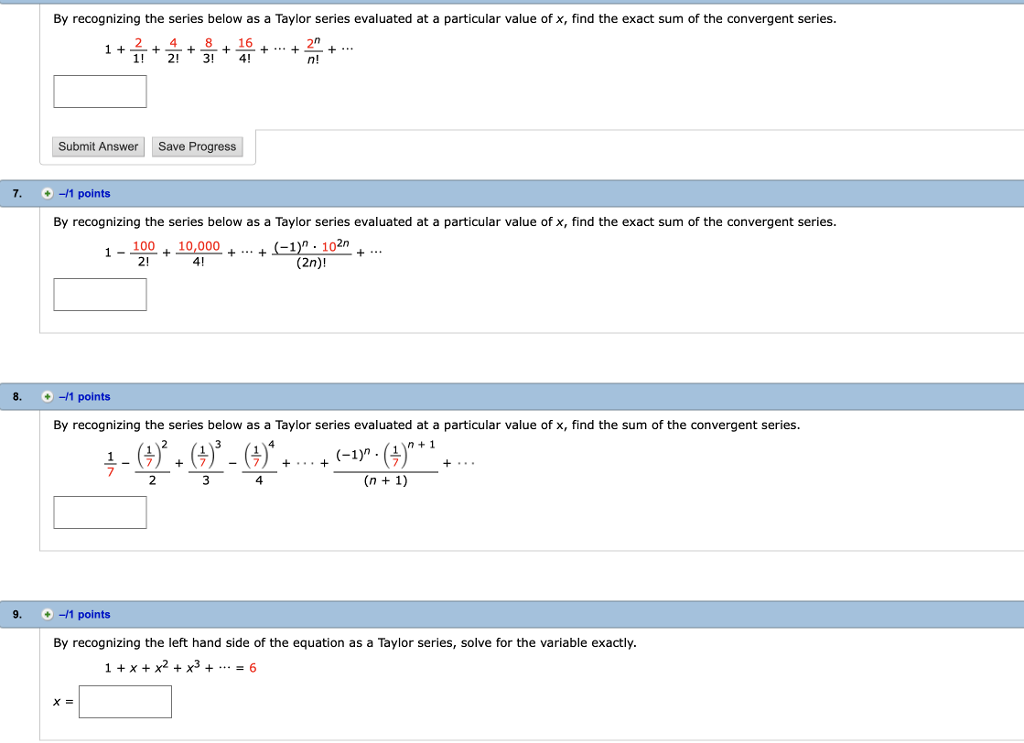 Solved By recognizing the series below as a Taylor series | Chegg.com