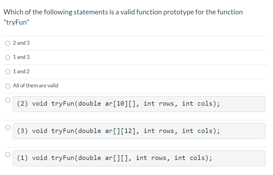 Solved Which of the following statements is a valid function | Chegg.com