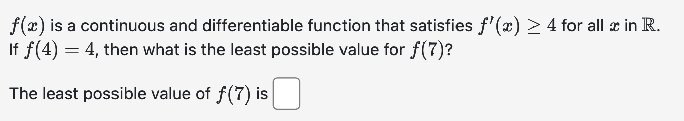 Solved f(x) ﻿is a continuous and differentiable function | Chegg.com