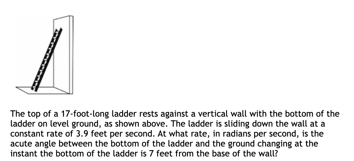 Solved The top of a 17-foot-long ladder rests against a | Chegg.com