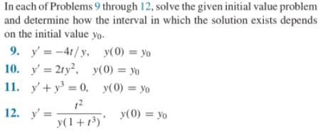 Solved In each of Problems 9 through 12, solve the given | Chegg.com