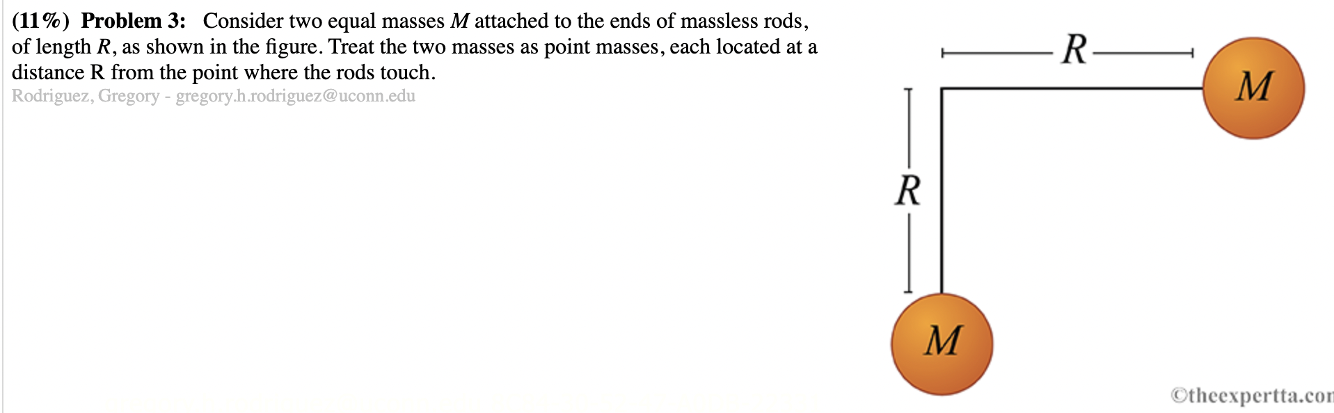 Problem 3: Consider two equal masses M attached to | Chegg.com