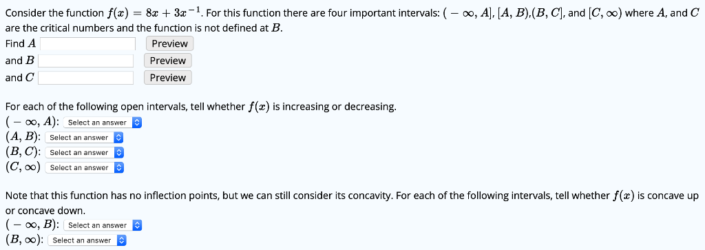 Solved Consider the function f(x) = 8x + 3x-1. For this | Chegg.com