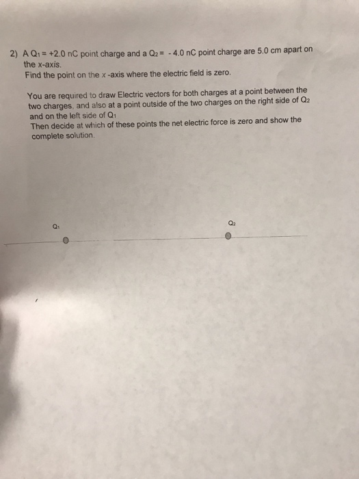 Solved 2) A Q1 = +2.0 nC point charge and a Q2=-4.0 nC point | Chegg.com
