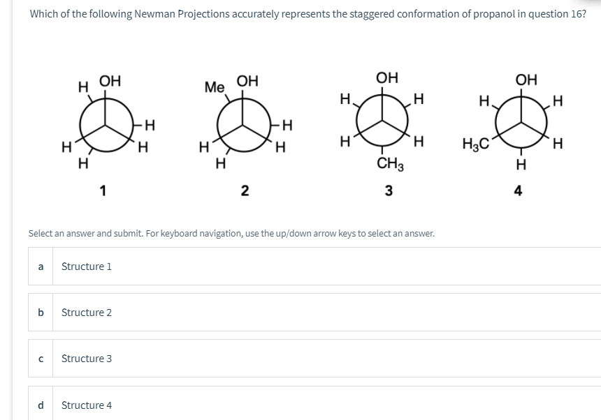 Solved Which of the following Newman Projections accurately | Chegg.com