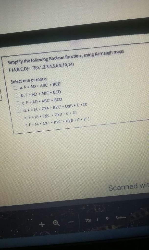 Solved Simplify the following Boolean function, using | Chegg.com