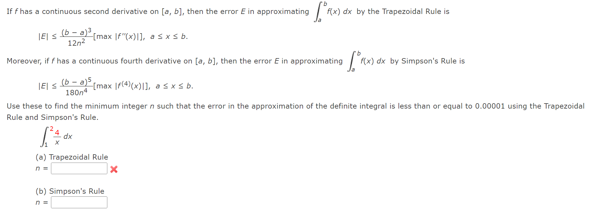 Solved Consider the error formulas. Trapezoidal Rule El | Chegg.com