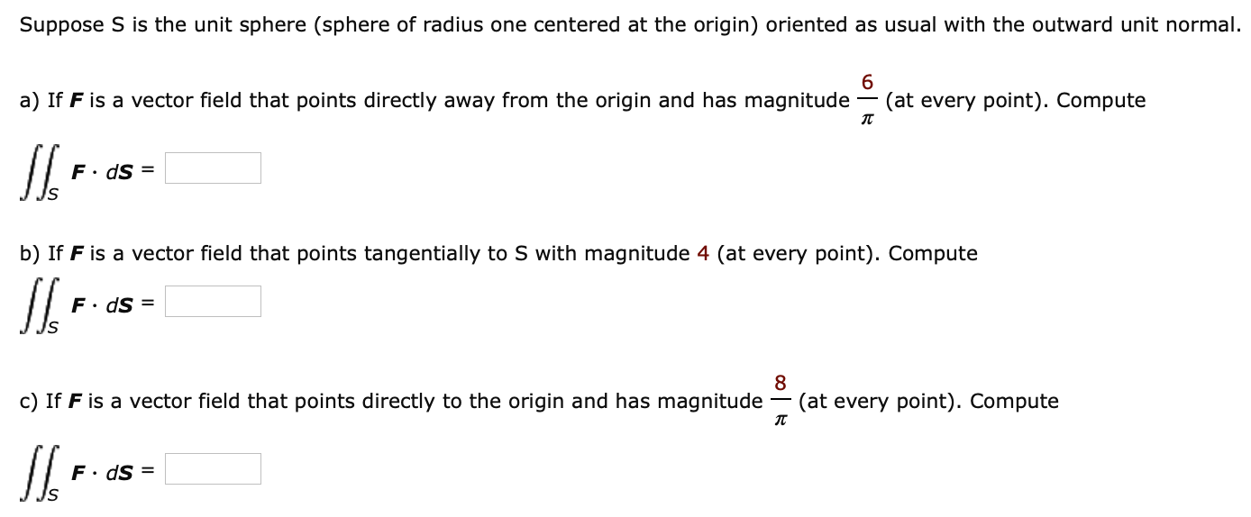 Solved Suppose S is the unit sphere (sphere of radius one | Chegg.com