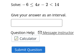 Solved Solve: −6≤4x−2