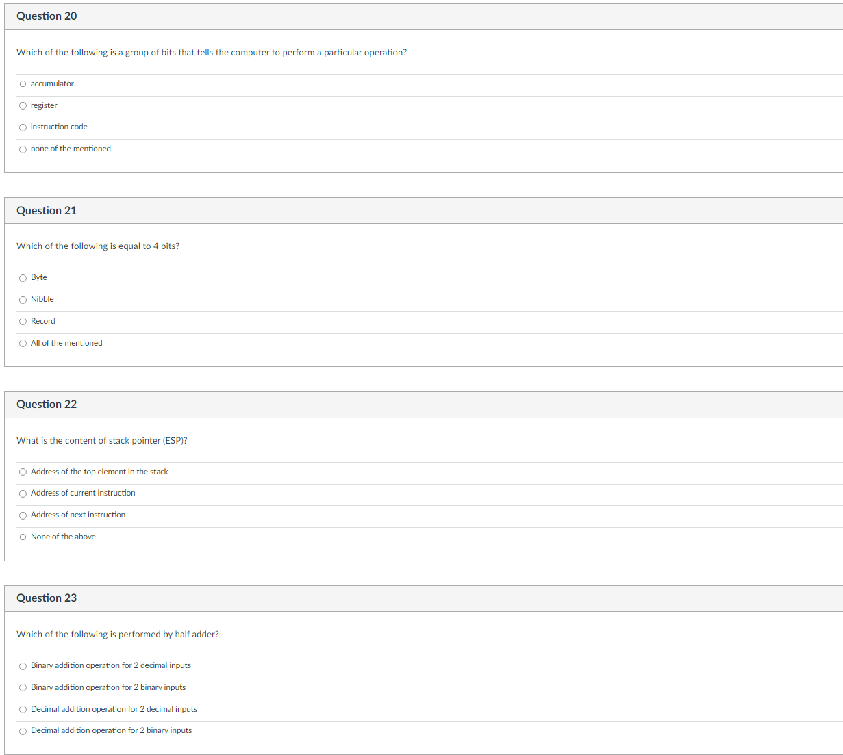 Solved Question 20Which of the following is a group of bits | Chegg.com