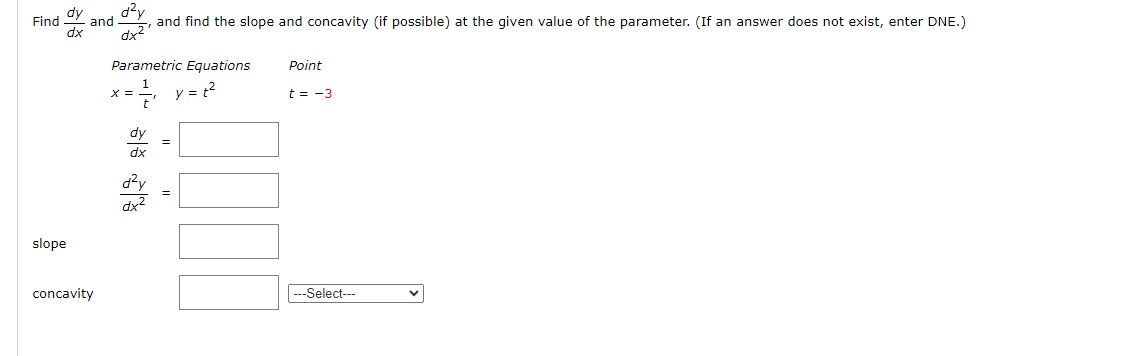 Solved Find dxdy and dx2d2y, and find the slope and | Chegg.com