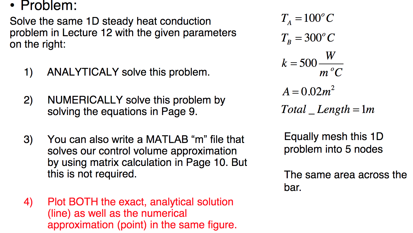 Problem: Solve the same 1D steady heat conduction | Chegg.com