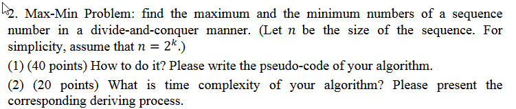 2. Max-Min Problem: find the maximum and the minimum | Chegg.com