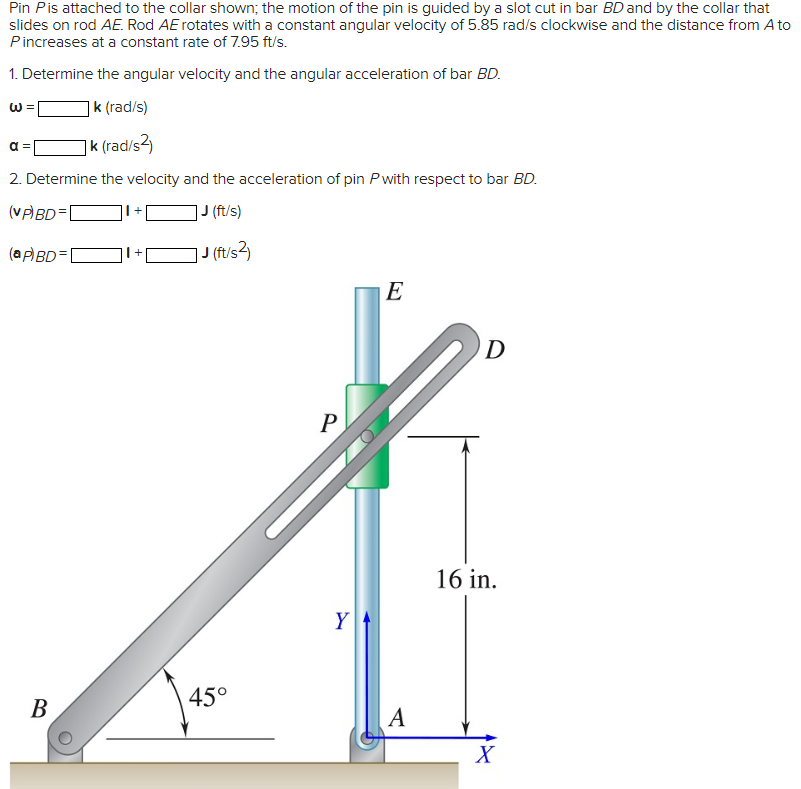 Solved Pin P is attached to the collar shown; the motion of | Chegg.com