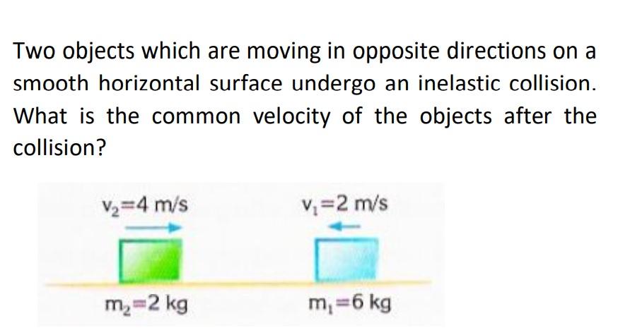 Solved Two objects which are moving in opposite directions | Chegg.com