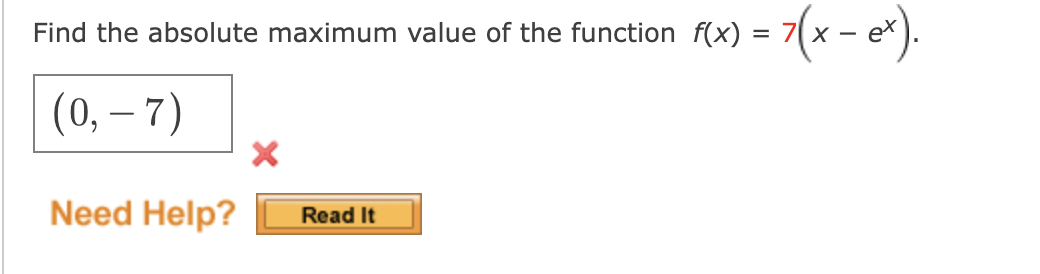 Solved Find the absolute maximum value of the function | Chegg.com