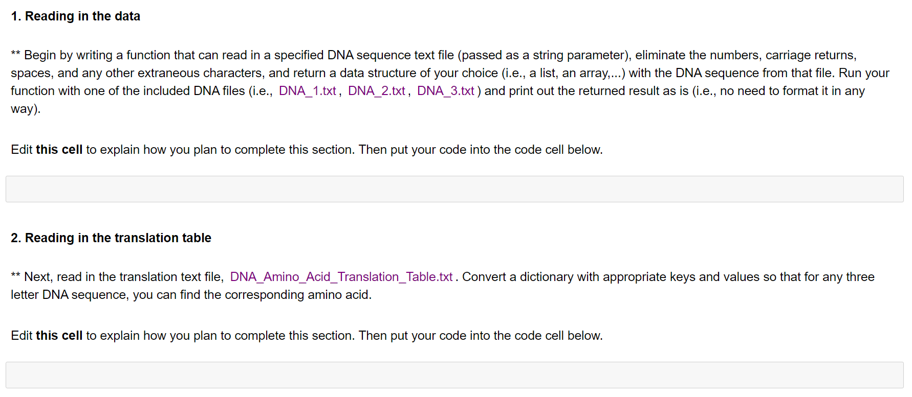 Solved ** Begin by writing a function that can read in a | Chegg.com