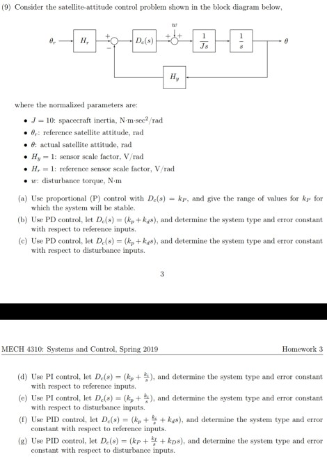 Solved (9) Consider the satellite-attitude control problem | Chegg.com
