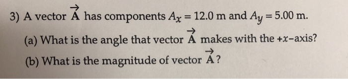 Solved 3 A Vector A Has Components Ax 12 0 M And Ay 5 00