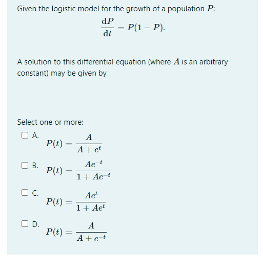 Solved Given the logistic model for the growth of a | Chegg.com