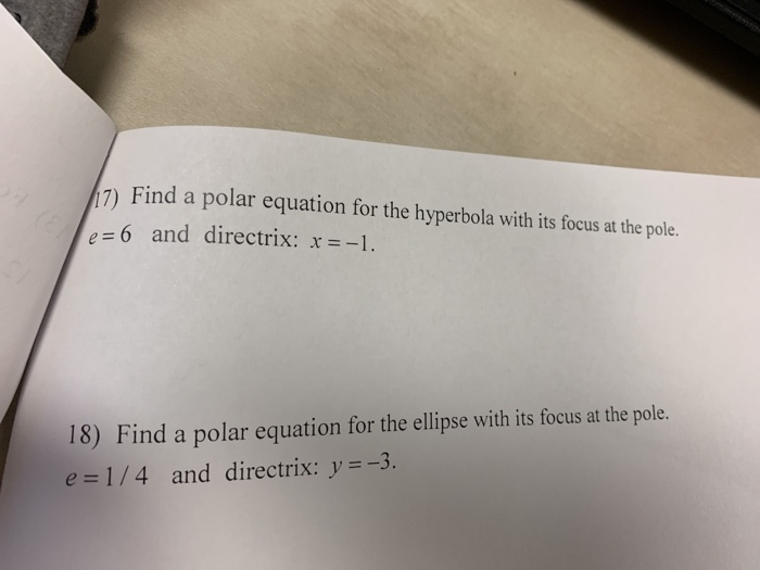 Solved 7) Find a polar equation for the hyperbola with its | Chegg.com