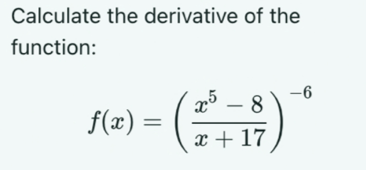 Solved Calculate the derivative of the function: | Chegg.com