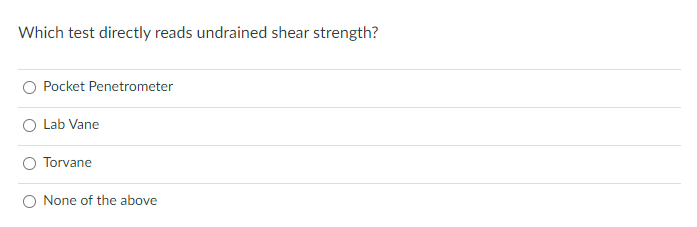 Solved Which test directly reads unconfined compressive | Chegg.com