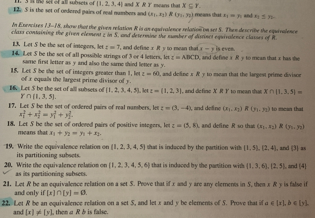 Solved DISCRETE MATH, please only complete 12, 14, 16, 22. | Chegg.com