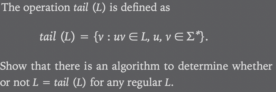 Solved The operation tail(L) is defined as | Chegg.com