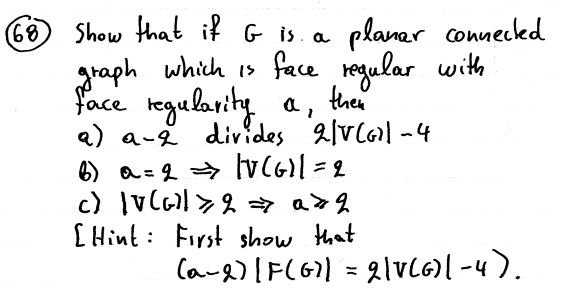 Solved (68) ﻿Show that if G ﻿is a planar connectedgraph | Chegg.com