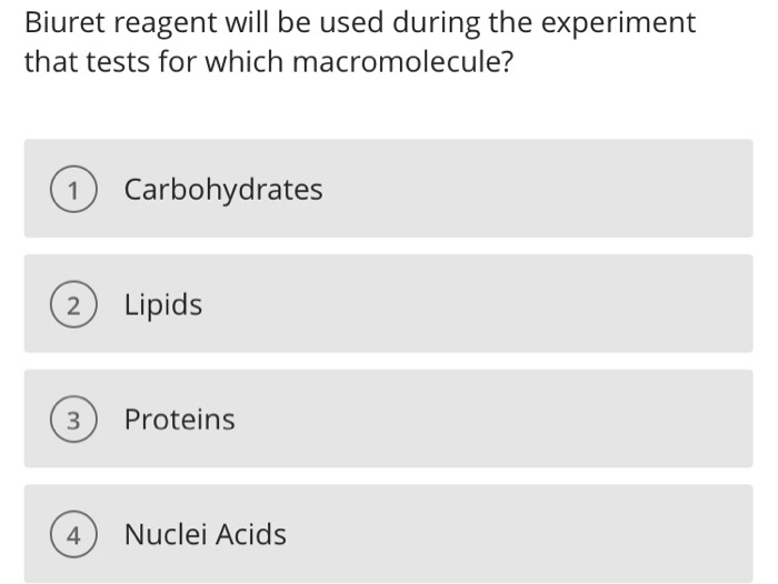 Solved Biuret reagent will be used during the experiment | Chegg.com