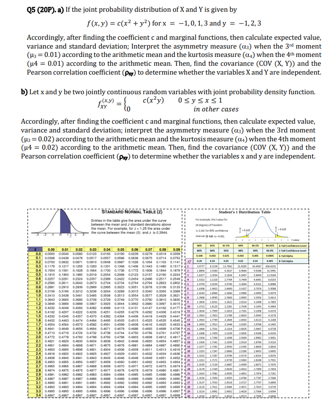 Solved Q5 (20P). a) If the joint probability distribution of | Chegg.com