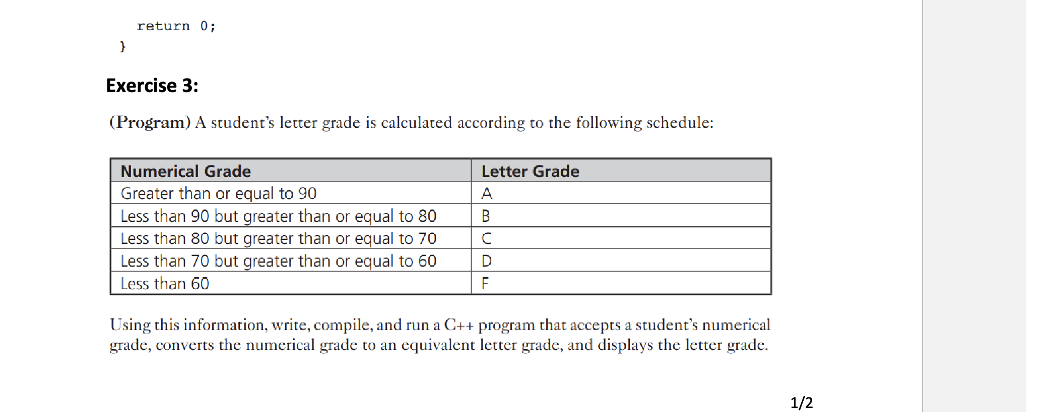 Solved \} return 0 ; return 0 ; \} Exercise 3: (Program) A | Chegg.com