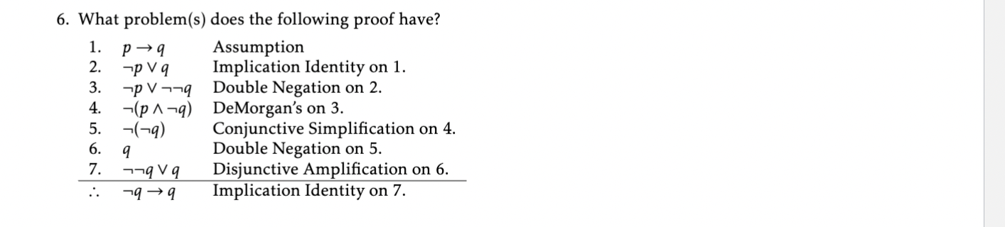 Solved 6. What problem (s) does the following proof have? 1. | Chegg.com