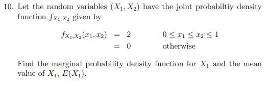 Solved 0. Let the random variables (X1,X2) have the joint | Chegg.com