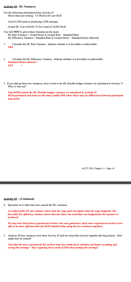 Activity 613-DL Variances Use the following | Chegg.com