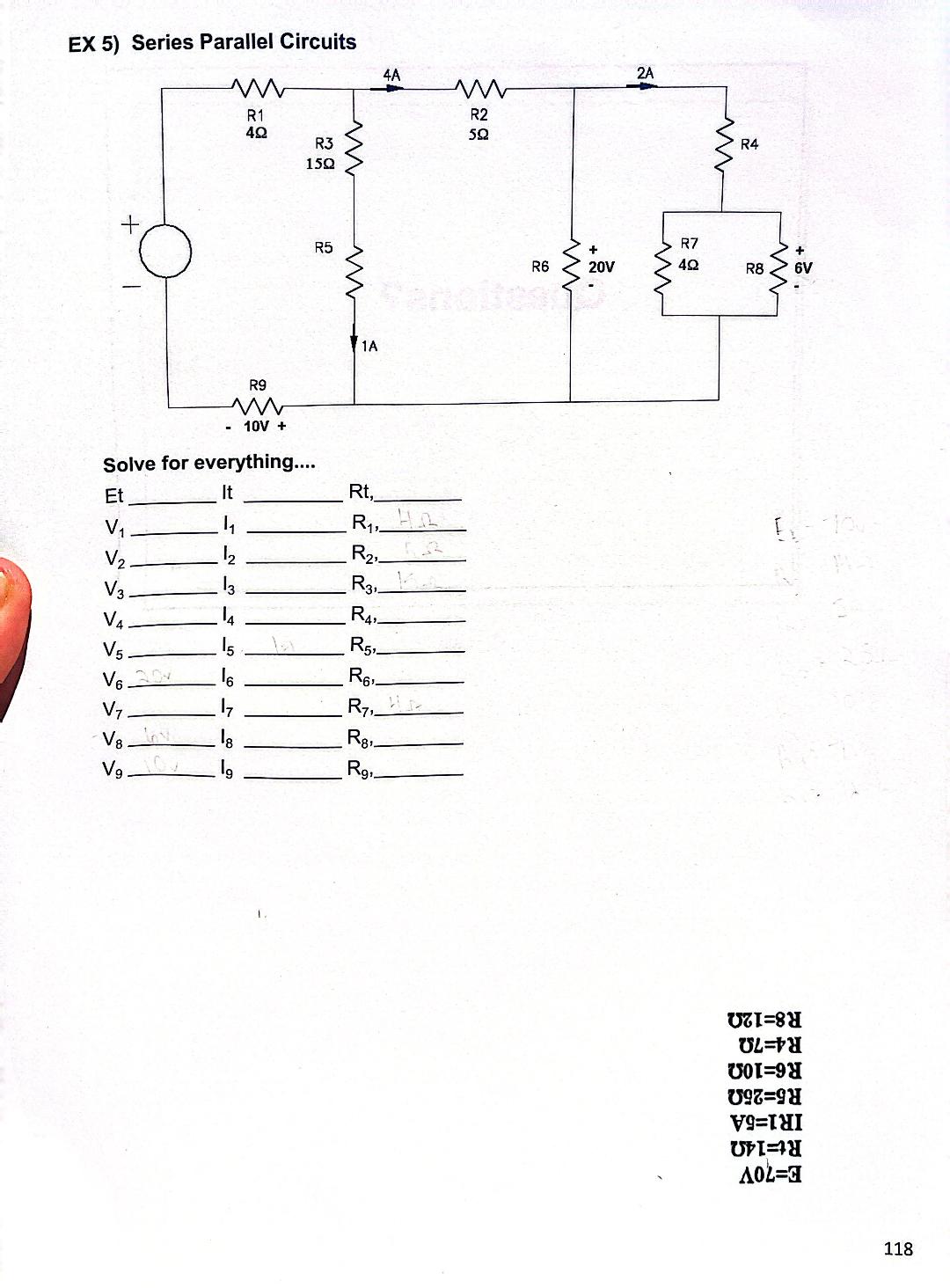 Solved EX 5) Series Parallel Circuits Solve for | Chegg.com