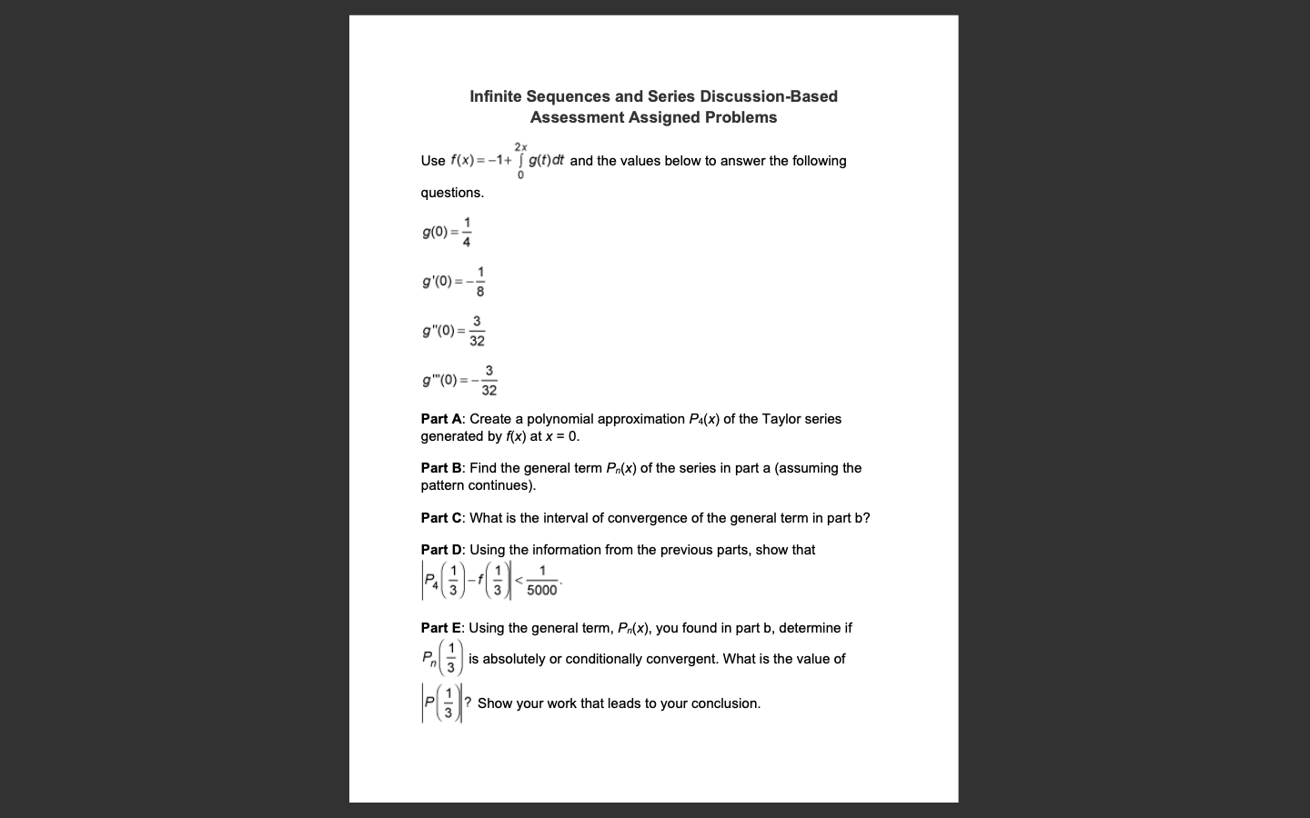 Solved Infinite Sequences and Series Discussion-Based | Chegg.com