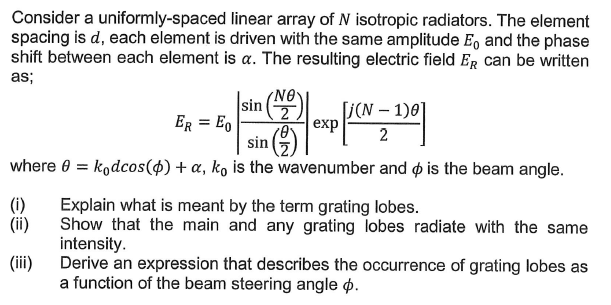 Solved Consider a uniformly-spaced linear array of N | Chegg.com