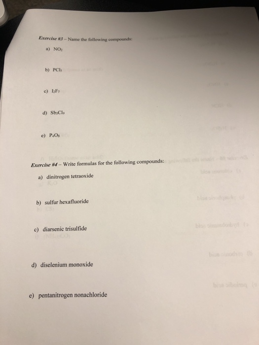 Solved Exercise H3 Name the following compounds: a) NO b) | Chegg.com